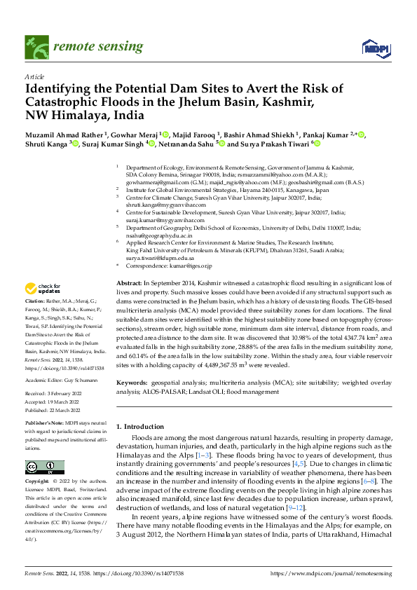 (PDF) Identifying the Potential Dam Sites to Avert the Risk of ...