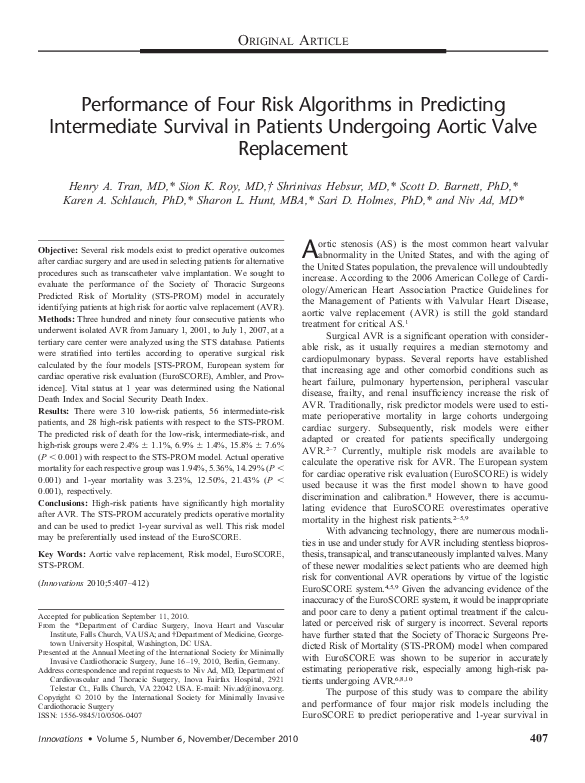 (PDF) Performance of four risk algorithms in predicting intermediate ...