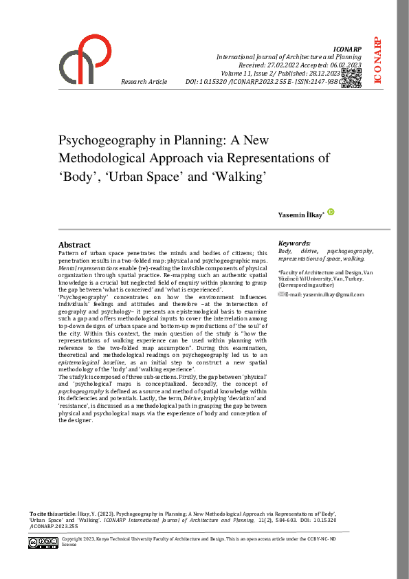 (PDF) Psychogeography in Planning: A New Methodological Approach via ...