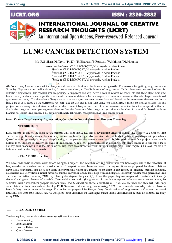 (PDF) Lung Cancer Detection System