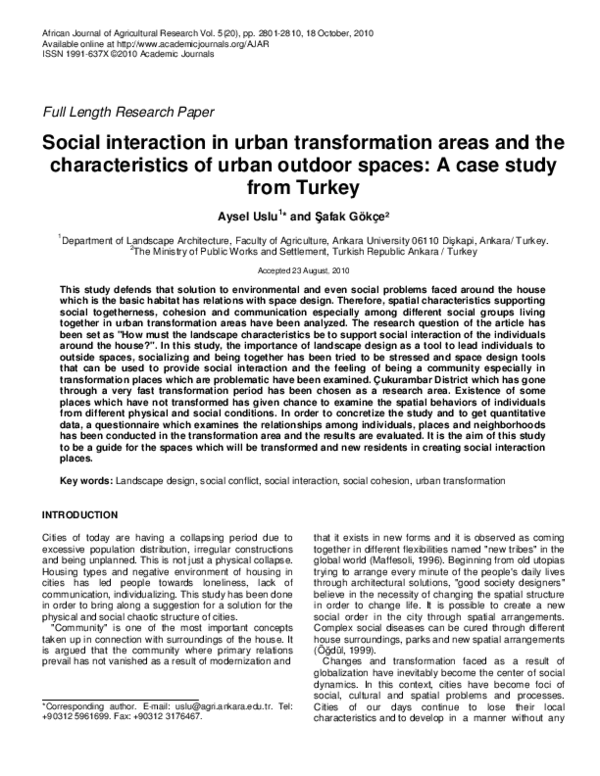 (PDF) Social interaction in urban transformation areas and the ...