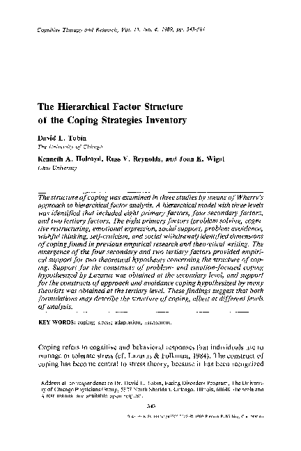 (PDF) The hierarchical factor structure of the coping strategies inventory