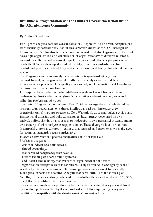 (PDF) Institutional Fragmentation and the Limits of Professionalization ...