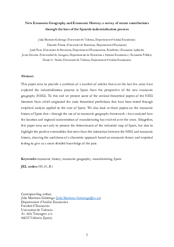 (PDF) New economic geography and economic history: a survey of recent ...