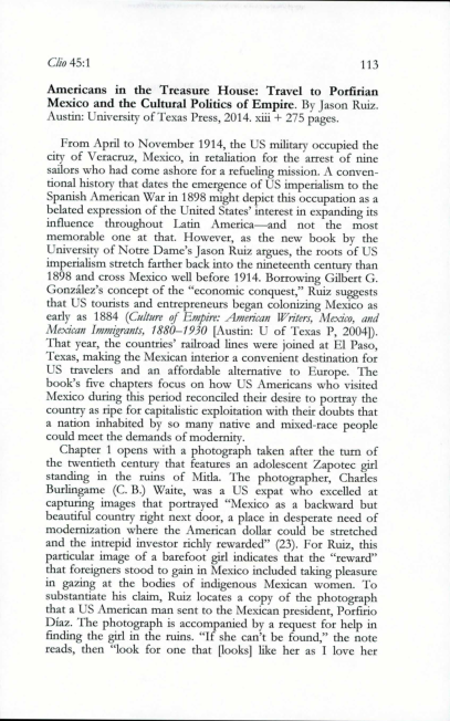(PDF) Review of Americans in the Treasure House: Travel to Porfirian ...