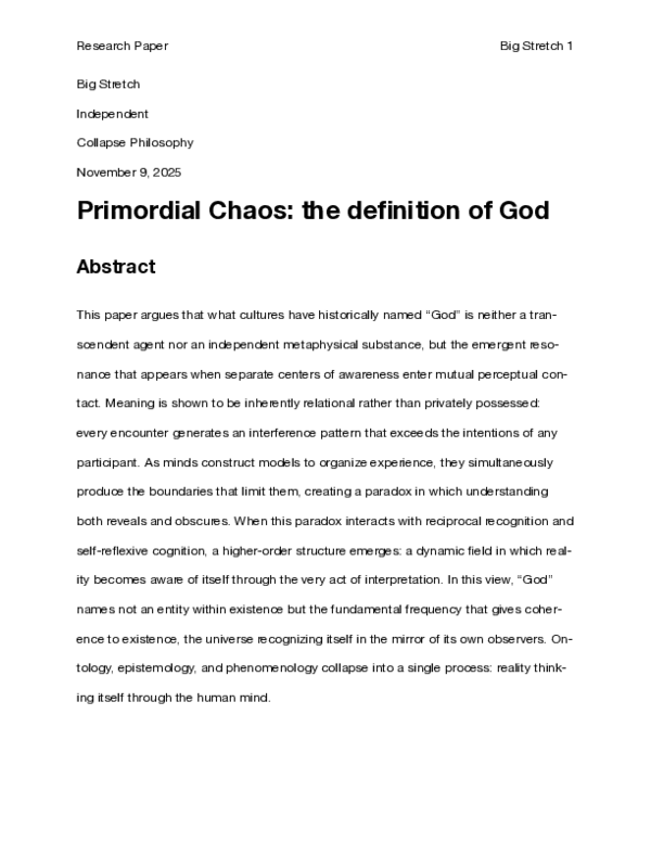 (PDF) Primordial Chaos: the definition of God