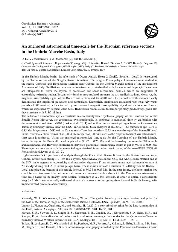 (PDF) An anchored astronomical time-scale for the Turonian reference ...