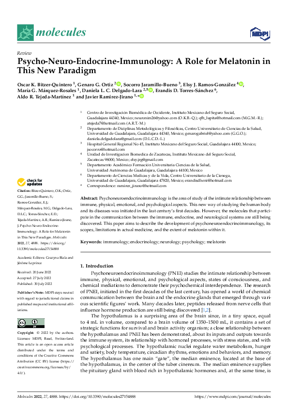 (PDF) Psycho-Neuro-Endocrine-Immunology: A Role for Melatonin in This ...