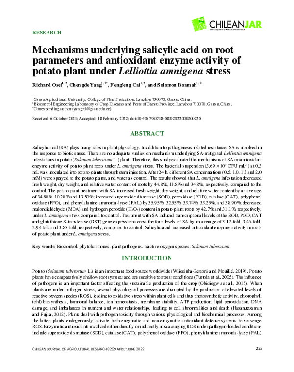 (PDF) Mechanisms underlying salicylic acid on root parameters and ...