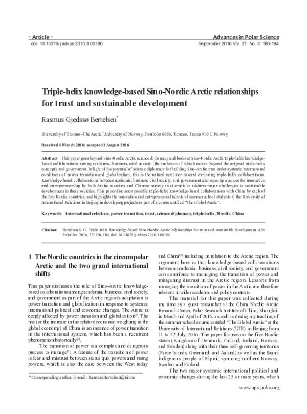(PDF) Triple-helix knowledge-based Sino-Nordic Arctic relationships for trust and sustainable ...