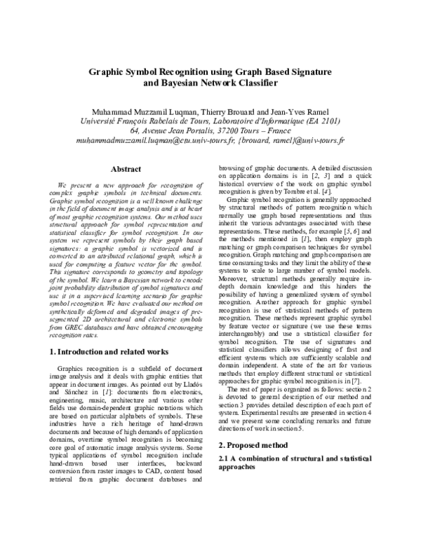 (PDF) Graphic Symbol Recognition Using Graph Based Signature and Bayesian Network Classifier