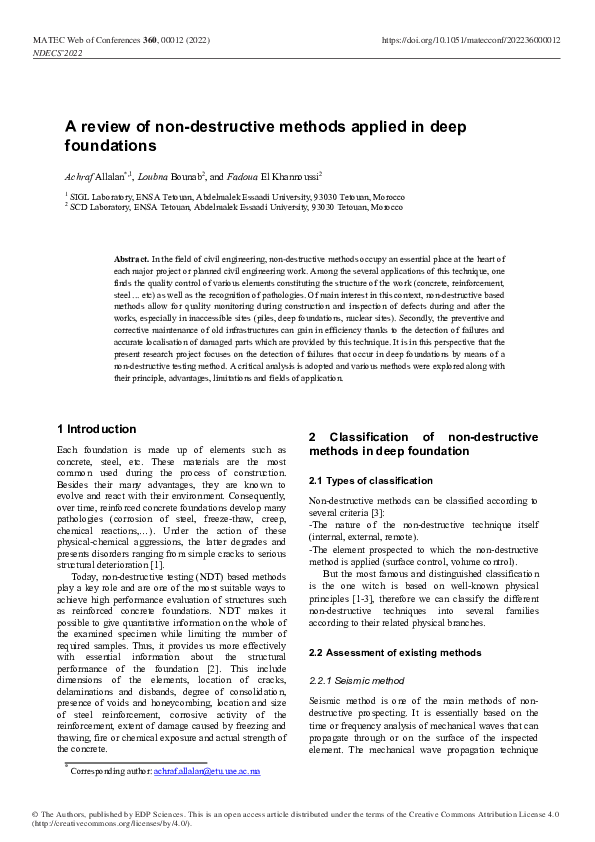 (PDF) A review of non-destructive methods applied in deep foundations