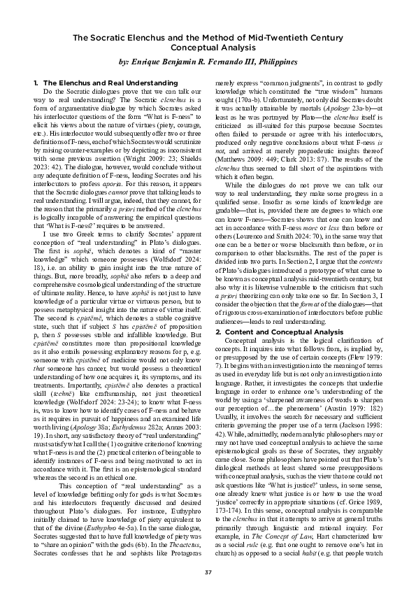 (PDF) The Socratic Elenchus and the Method of Mid-Twentieth Century ...