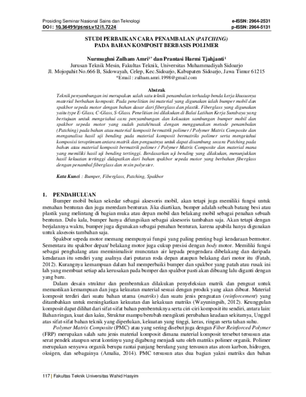 (PDF) Studi Perbaikan Cara Penambalan (Patching) Pada Bahan Komposit ...