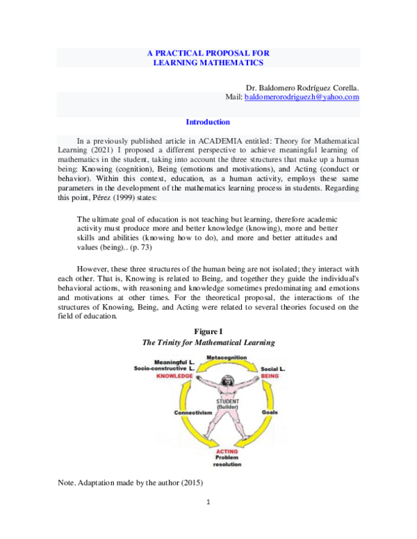(PDF) A PRACTICAL PROPOSAL FOR LEARNING MATHEMATICS