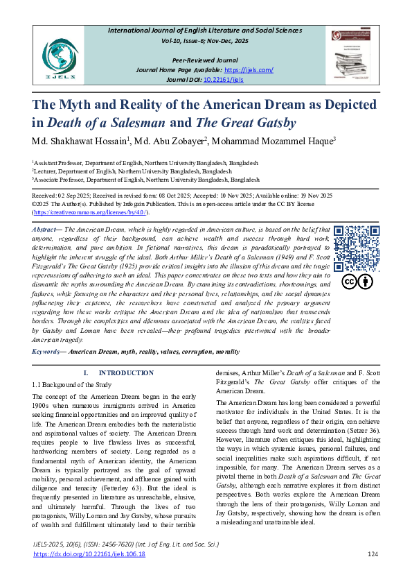 (PDF) The Myth and Reality of the American Dream as Depicted in Death ...