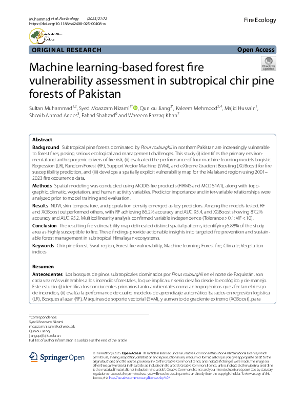 (PDF) Machine learning-based forest fire vulnerability assessment in ...