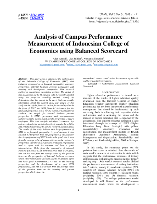 (PDF) Analysis of Campus Performance Measurement of Indonesian College of Economics Using ...