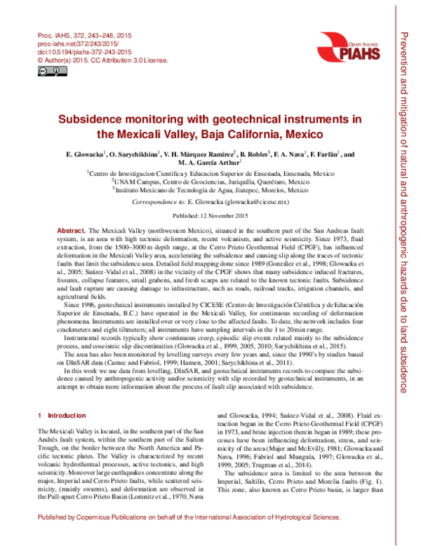 (PDF) Subsidence monitoring with geotechnical instruments in the ...