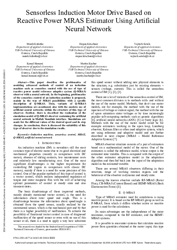 (PDF) Sensorless Induction Motor Drive Based on Reactive Power MRAS ...