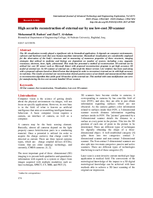(PDF) High accurite reconstruction of external ear by use low-cost 3D ...