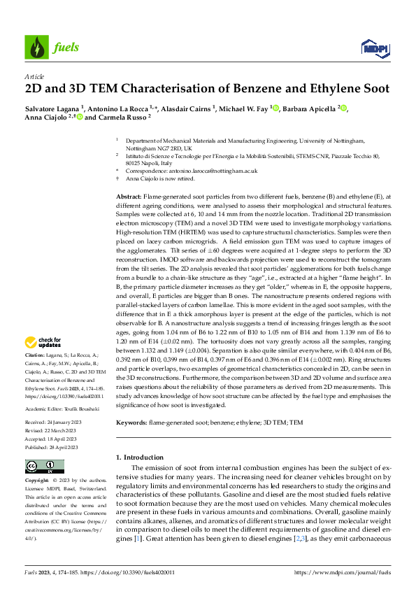 (PDF) 2D and 3D TEM Characterisation of Benzene and Ethylene Soot
