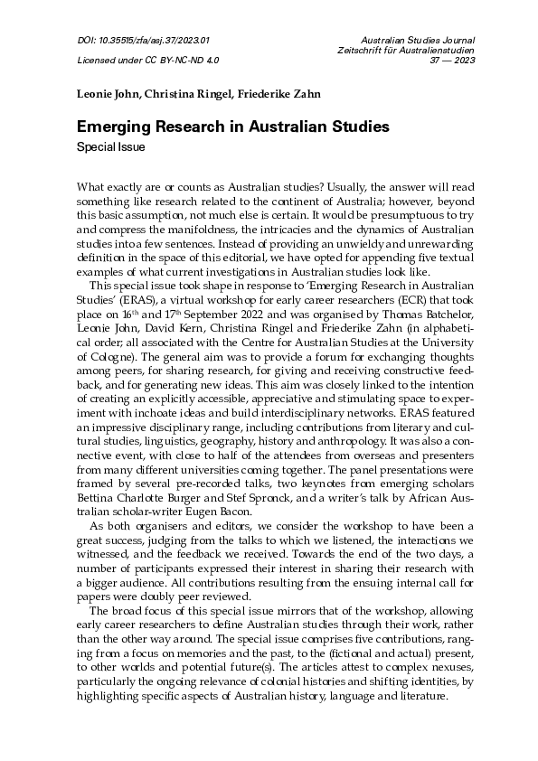 (PDF) Emerging Research in Australian Studies