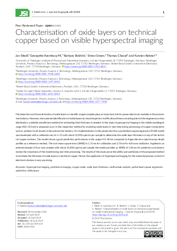 (PDF) Characterisation of oxide layers on technical copper based on ...
