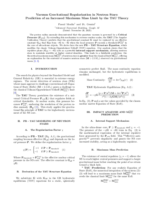 (PDF) Vacuum Gravitational Regularization in Neutron Stars: Prediction ...