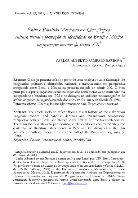 (PDF) Entre o Pavilhão Mexicano e o Cine Azteca: cultura visual e ...