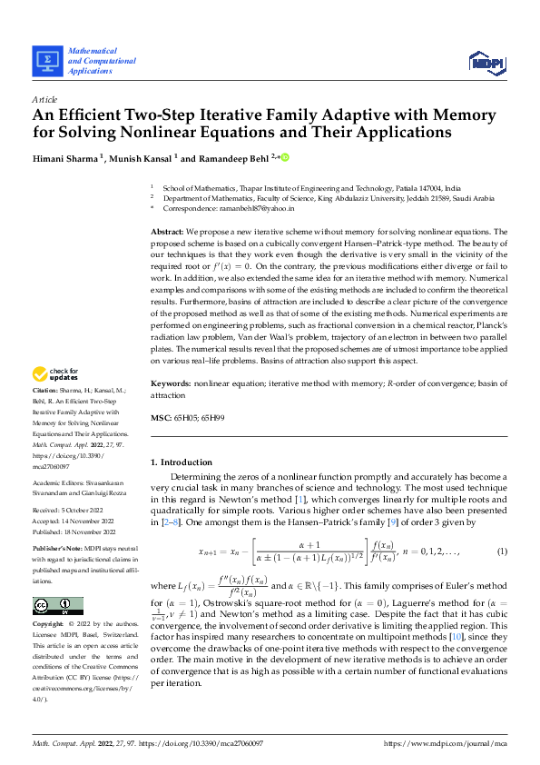 (PDF) An Efficient Two-Step Iterative Family Adaptive with Memory for ...