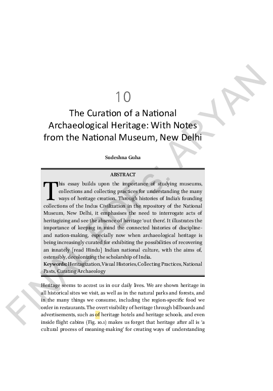 (PDF) The Curation of a National Archaeological Heritage: With Notes ...