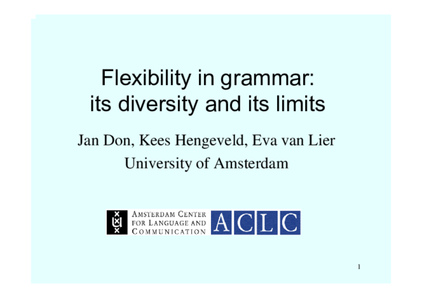 (PDF) Flexibility in grammar: Its diversity and its limits