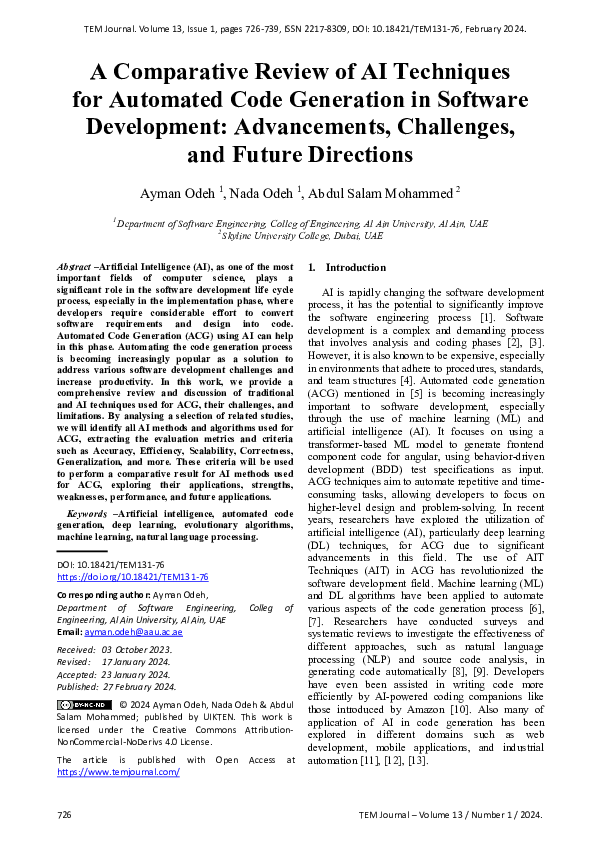 (PDF) A Comparative Review of AI Techniques for Automated Code Generation in Software ...