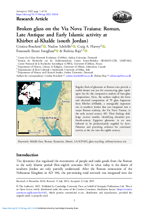 (PDF) Broken glass on the Via Nova Traiana: Roman, Late Antique and ...