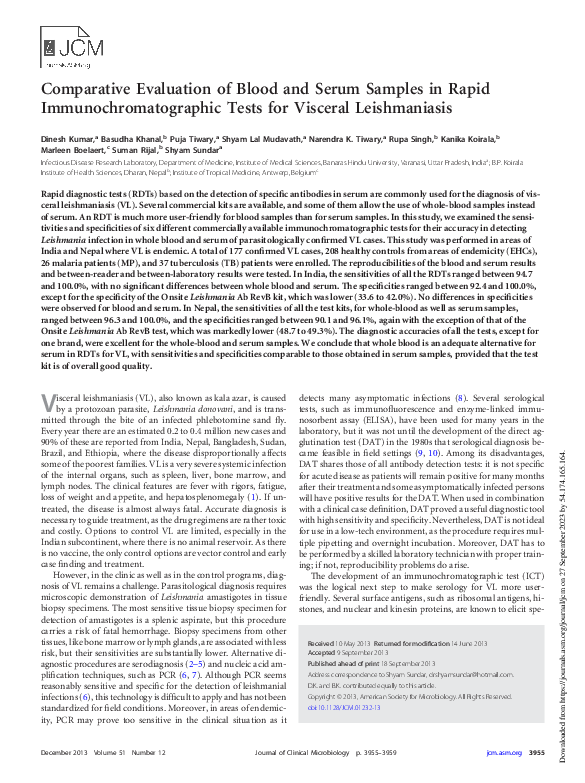 (PDF) Comparative Evaluation of Blood and Serum Samples in Rapid ...