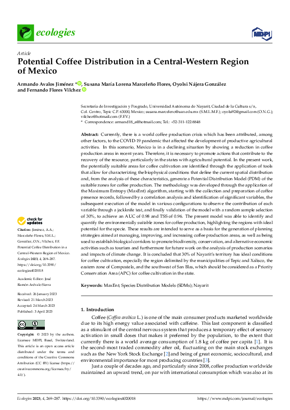 (PDF) Potential Coffee Distribution in a Central-Western Region of Mexico
