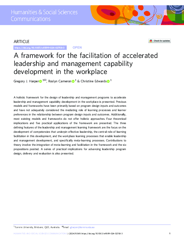 (PDF) A framework for the facilitation of accelerated leadership and ...