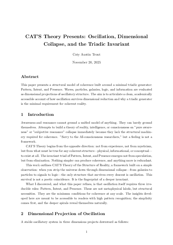 (PDF) CAT'S Theory Presents: Oscillation, Dimensional Collapse, and the ...
