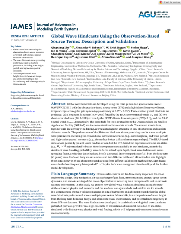 (PDF) Global Wave Hindcasts Using the Observation‐Based Source Terms ...