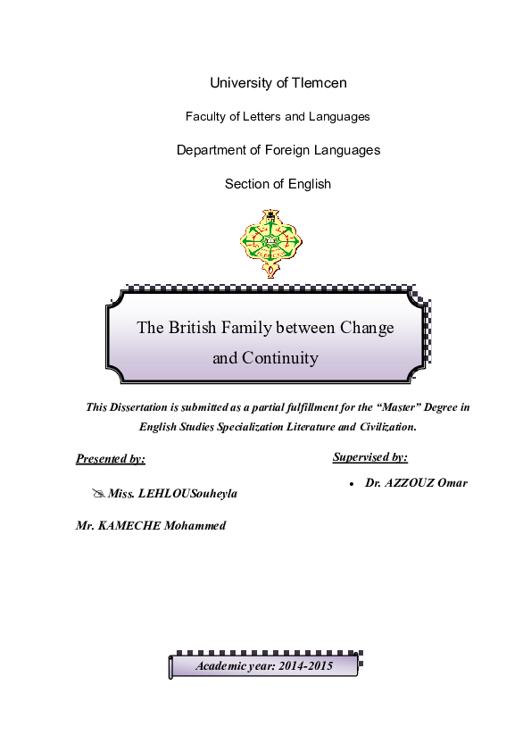 (PDF) The British Family between Change and Continuity