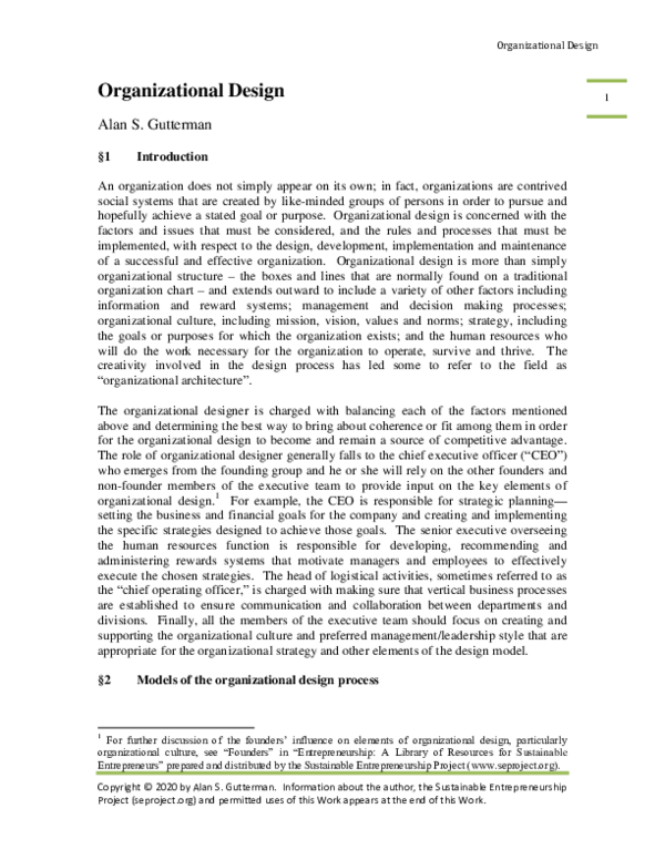 (PDF) Organizational Design