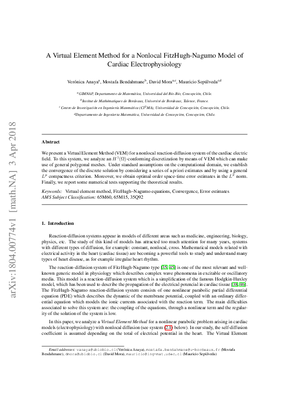 (PDF) A Virtual Element Method for a Nonlocal FitzHugh-Nagumo Model of ...