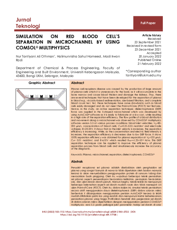 (PDF) Simulation on Red Blood Cell’s Separation in Microchannel by ...