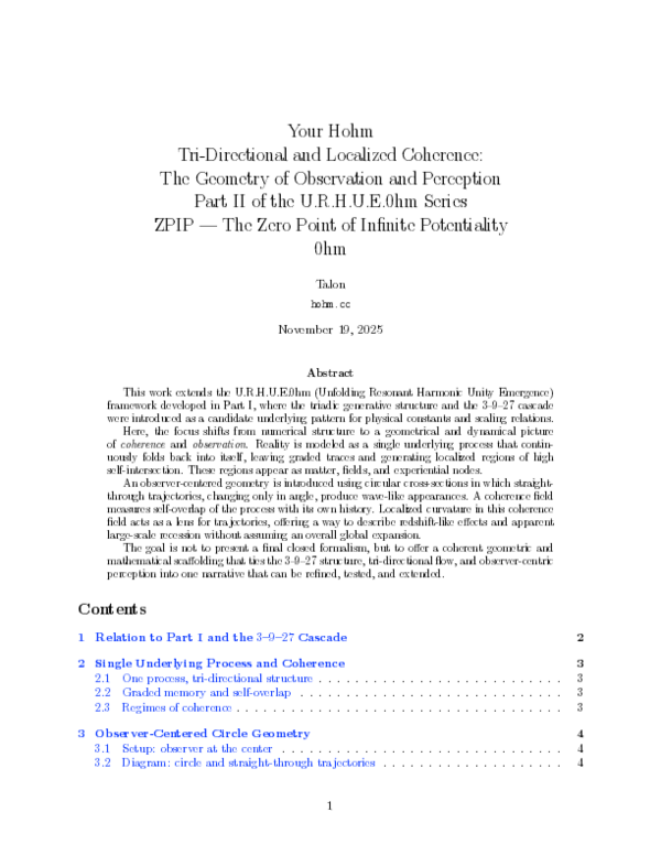 (PDF) Your Hohm Tri-Directional and Localized Coherence: The Geometry ...