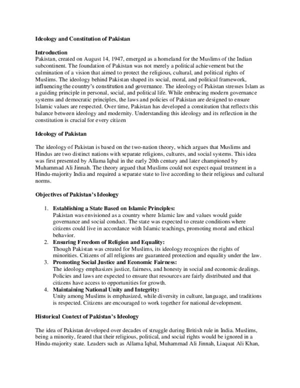 (PDF) Ideology and Constitution of Pakistan