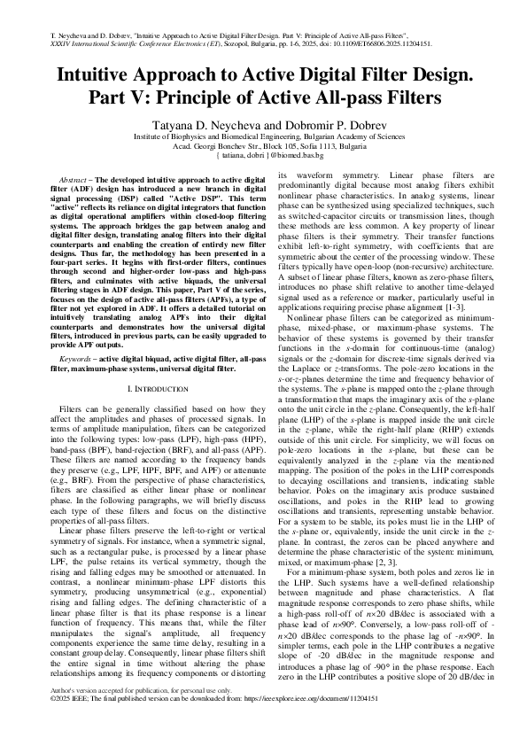 (PDF) Intuitive Approach to Active Digital Filter Design. Part V ...