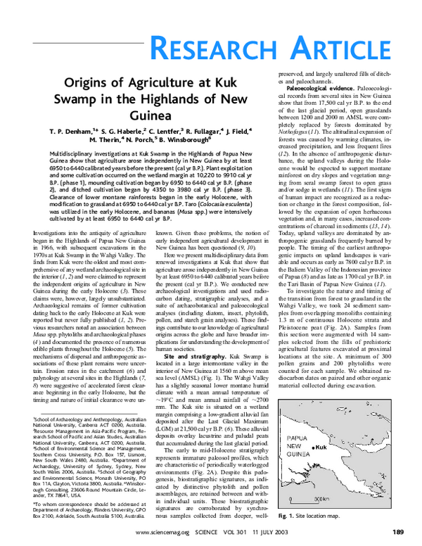 (PDF) Origins of Agriculture at Kuk Swamp in the Highlands of New Guinea