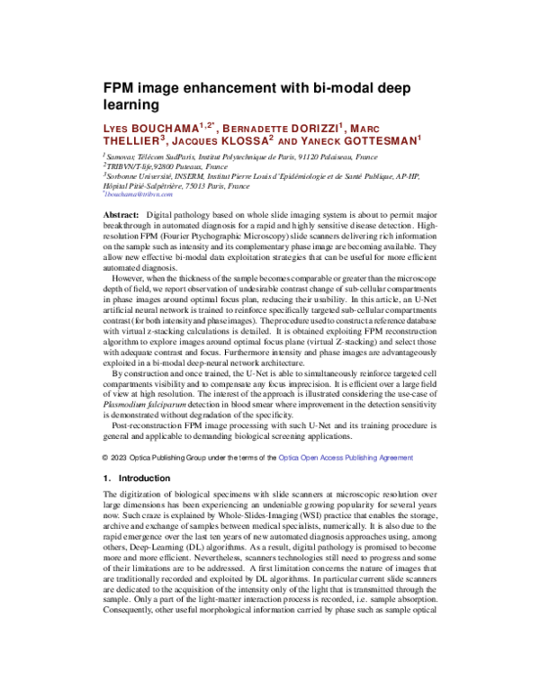 (PDF) FPM image enhancement with bi-modal deep learning