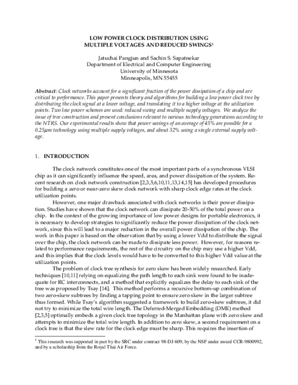 (PDF) Low-power clock distribution using multiple voltages and reduced ...
